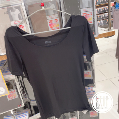 日本本土Uniqlo优衣库HEATTECH自发热短袖T恤女半袖保暖打底