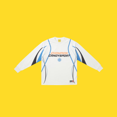 CANDYMADE秋季运动复古系列转印印花白色宽松长袖