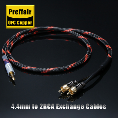 Preffair4.4mm转RCA一分二连接线