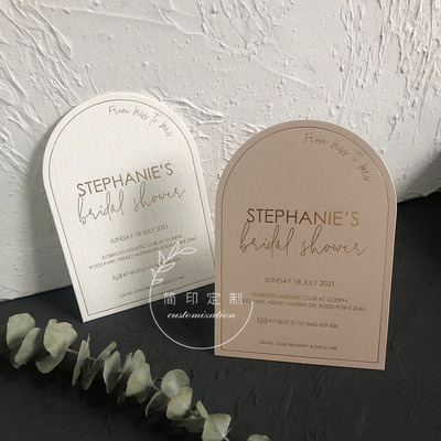 全定制简约大气拱形烫金边框邀请函 Gold Foil  Arch Invitations