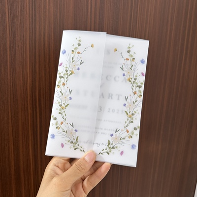 花卉硫酸纸外壳 请柬封套5x7inch