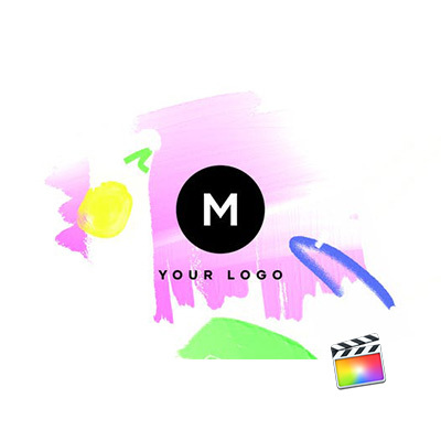 水彩手绘笔刷LOGO揭示FCPX模板