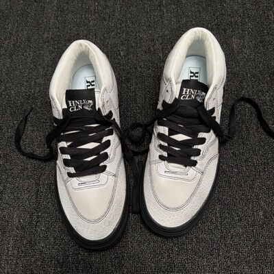 鳄鱼纹联名HNLY CLN白色做旧脏脏中帮男鞋复古休闲美式职业滑板鞋