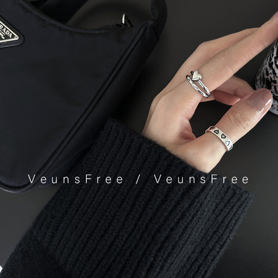 925纯银复古做旧爱心戒指