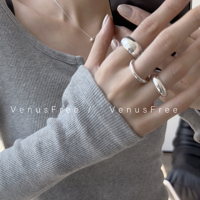 925纯银简约基础款加粗光面戒指