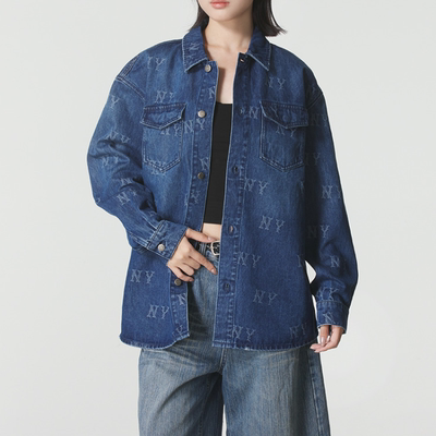 MLB正品新款春秋男女同款户外休闲翻领长袖衬衫夹克外套3ADRM0354