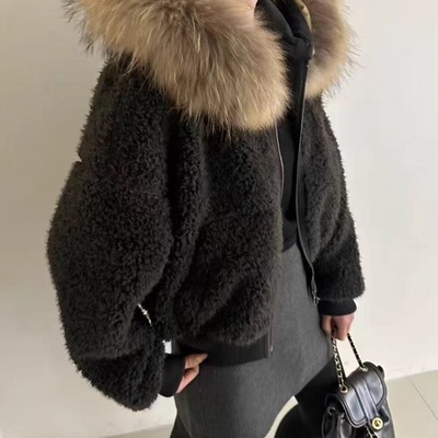 JCMM JANE 0102 TW 貉子毛皮一体宽松加厚外套2735