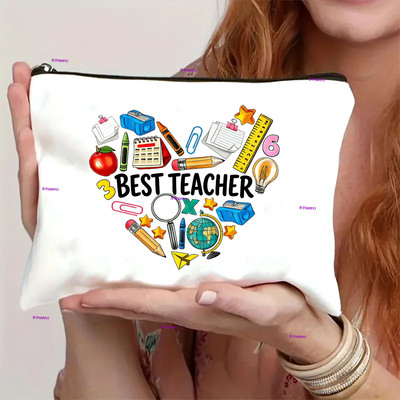 创意教师语录化妆包 书本文具元素 Teacher 拉链包老师上班通勤包