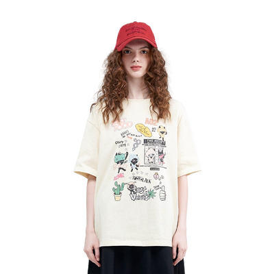 a02卡通涂鸦印花上衣炸街短袖