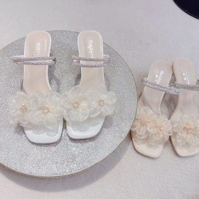 百翎高跟水钻花朵甜美时尚女鞋