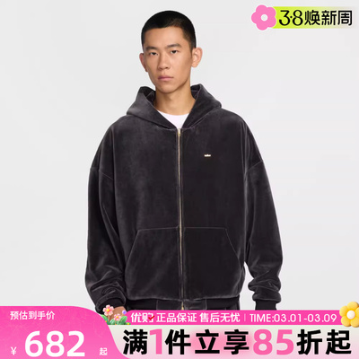 NIKE耐克男子詹姆斯篮球运动休闲仿丝绒连帽夹克外套IM0636-010