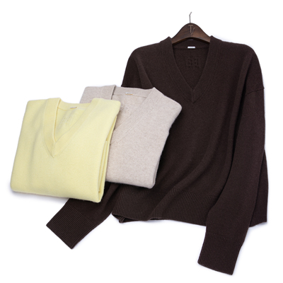 超软糯鸡心领休闲羊绒毛厚套衫