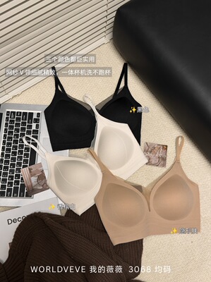 worldveve3068秋冬新款蕾丝V领美背内衣女小胸聚拢抹胸内搭文胸