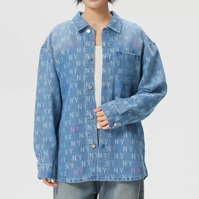 MLB春季NY刺绣翻领牛仔外套