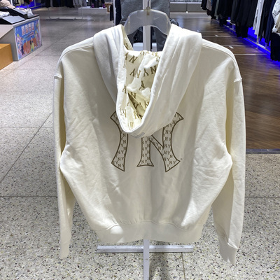 MLB新款男女同款背标大LOGO连帽老花内衬拉链卫衣外套潮3ATRM0451