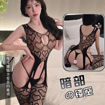 6966潮尚夜总会夫妻内衣欧美外贸渔网袜性感防滑吊带渔网袜连体衣