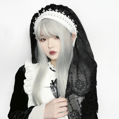 原创万圣节蕾丝十字架修女头饰
