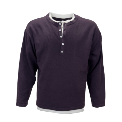 舒适感高弹假两件亨利领针织衫