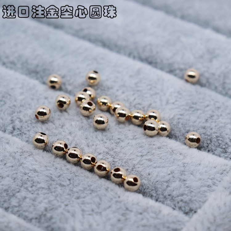美国进口包金光面金珠14KGF手工diy饰品配件注金散珠手串隔珠材料_虎窝淘