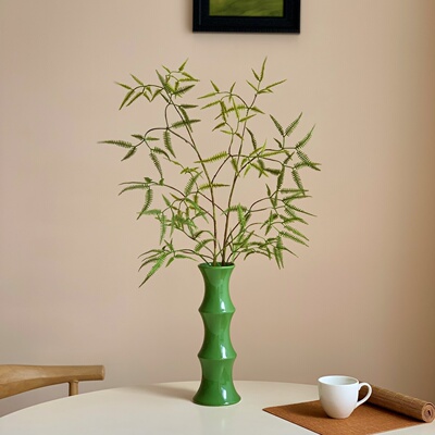 新中式仿真植物芒萁竹子陶瓷花瓶