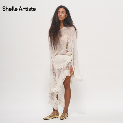 【现货】SHELLE ARTISTE26夏季镂空不规则半身裙女废土风钩花半裙