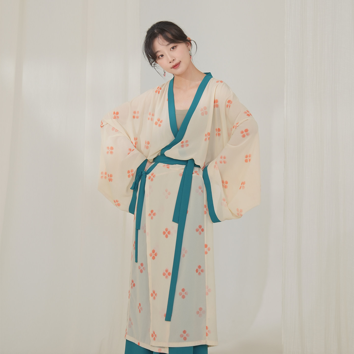 谜阿凰【晕染小花襌衣】汉服夏季清凉感连衣裙新中式显瘦阔腿裤女