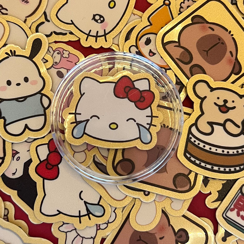 凯蒂猫Hello Kitty足金999手机贴黄金片片定制动漫周边卡片冰箱贴