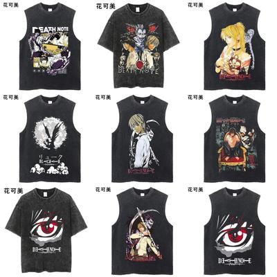 Death Note死亡笔记美式复古短袖T恤男纯棉上衣做旧水洗漫画宽松T
