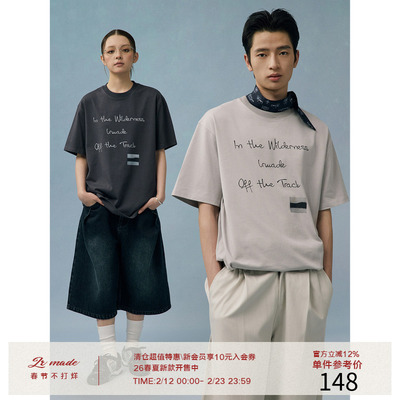 LR MADE 25SS  复古手写体标语 旷野图案 宽松印花纯棉短袖T恤