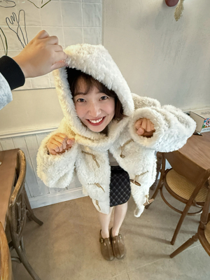 BONNIE《人间小奶油》可爱毛绒连帽外套女秋冬保暖减龄毛毛大衣