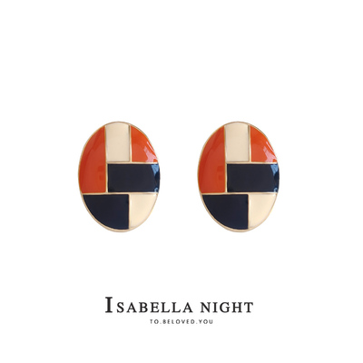 伊莎黑白橘椭圆气质女复古宫廷