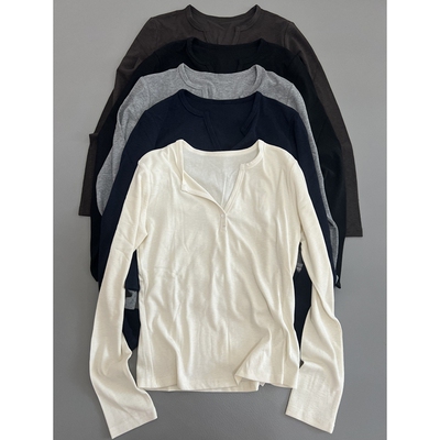 兰精天丝简约百搭纯色长袖T恤