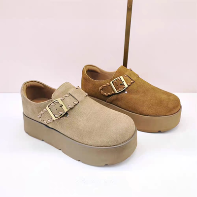 厚底松糕鞋增高复古勃肯鞋女21076春季新款一脚蹬小个子单鞋