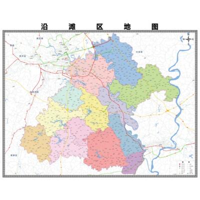 沿滩区区域县市地图街道分布地区区域图办公室贴图挂图