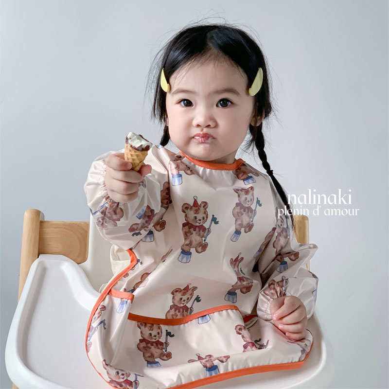 【清仓】韩系宝宝吃饭罩衣防水围兜儿童长袖婴幼儿防脏反穿衣外穿