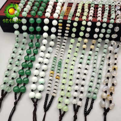 手工编织玉绳翡翠色珠链玉坠挂绳吊坠玉佩挂件项链绳子男女款