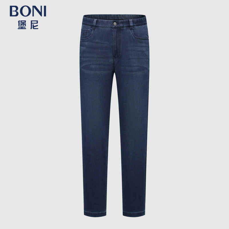BONI/堡尼秋冬新品净色棉混纺牛仔裤微弹休闲长裤男TKU69B21B