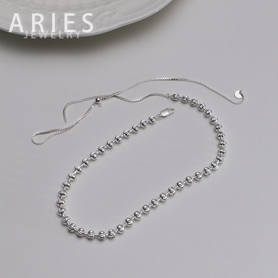 纯银毛衣链女生可调节项链