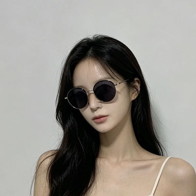 S7028 女式撞色复古文艺范大圆框太阳镜 墨镜 尾货 分尺码 小瑕
