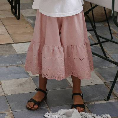 儿童小童拼接淑女休闲裤FLO韩国代购南大门童装26夏款女童中裤551