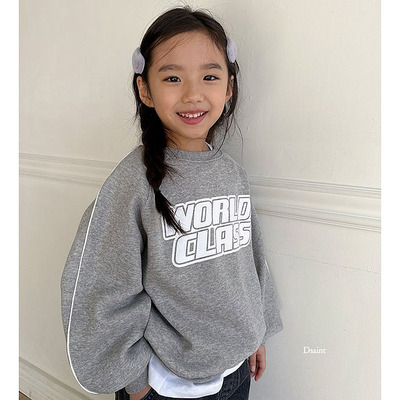 中大男女童侧边杠字母加绒卫衣 Dsaint韩国代购童装25冬款儿童705