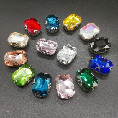 热销10*14mm长方玻璃钻 D爪防勾手缝钻衣领服装鞋帽DIY手工珠材料