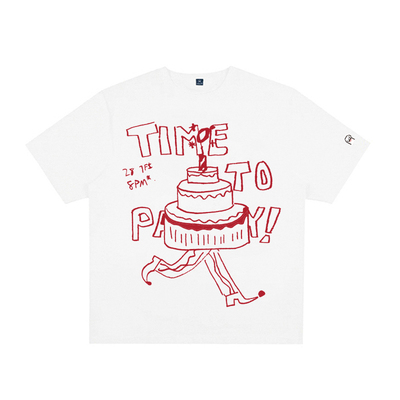 生日快乐蛋糕印花美式短袖T恤