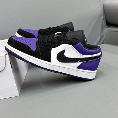 AJ正品男鞋黑紫脚趾运动鞋板鞋男青少年大童休闲鞋子女秋冬aj1