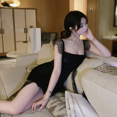 张林超LIN BOUTIQUE 重工鱼骨式腰线分割设计类似拼接吊带连衣裙