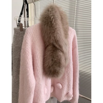 “冬日氛围感”高品质双面密编织狐狸毛围巾新品加厚真皮草围脖