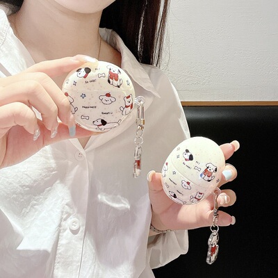 少女心卡通红围巾小狗适用华为freebuds4/4E代蓝牙耳机套女手链freebudspro3耳机套se2华为6i/5i贝壳手链