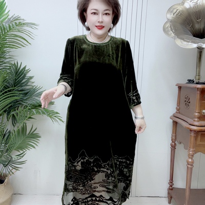 桑蚕丝连衣裙高端大气时尚连衣裙43A2217