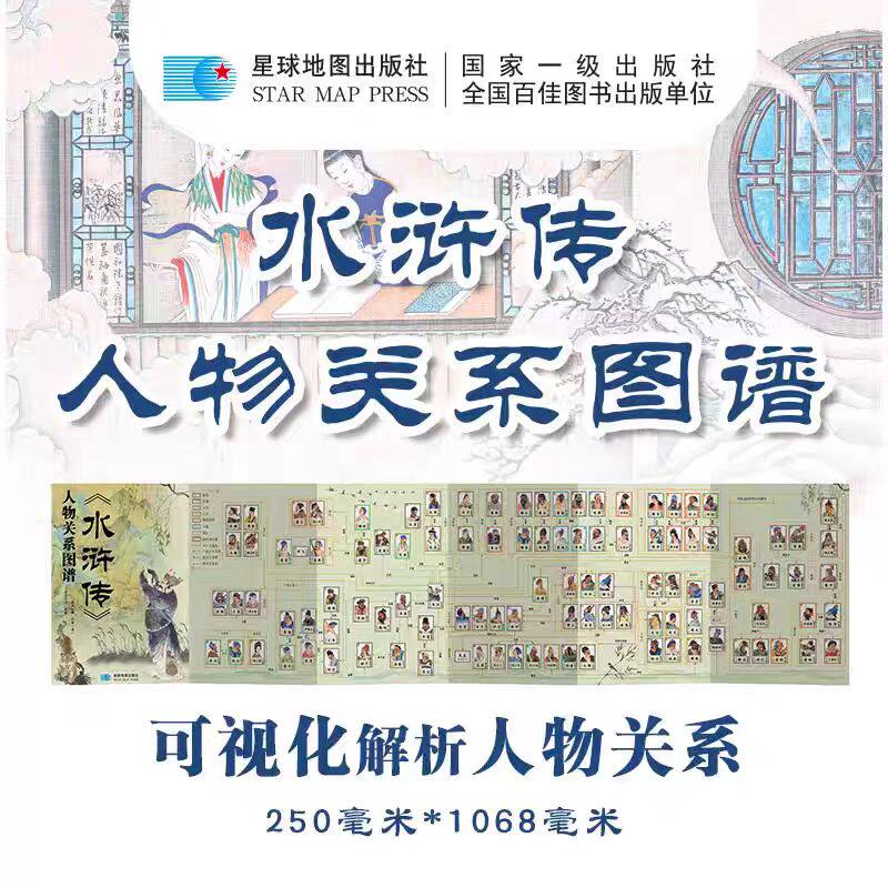 《水浒传》人物关系图谱 [清]张琳 插画绘制;郝婧 图谱编绘 绘 社会科学总论经管、励志 新华书店正版图书籍 星球地图出版社