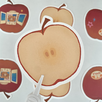 PangStudio便签苹果小熊可爱国产苹果手帐8cm异性便签小清新盐系